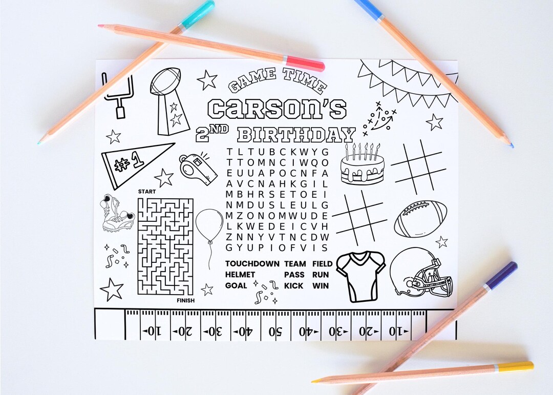 Customized Football Coloring Page, Football Party, Football Birthday ...