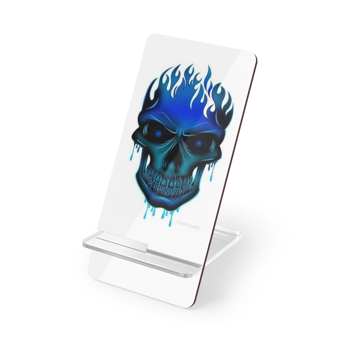 Skull Mobile Display Stand, Cool Phone Holder With Flame Design, Desk ...