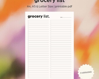 Printable Grocery List Template, Grocery Planner, Food Shopping List ...