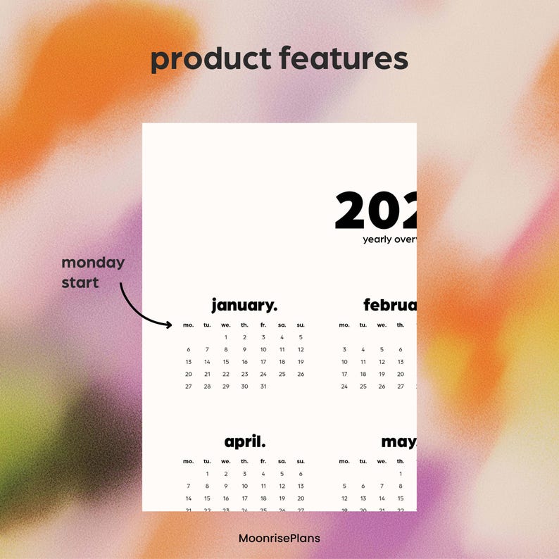 2025 Yearly Calendar Printable Minimalist Wall Calendar One-page Yearly ...
