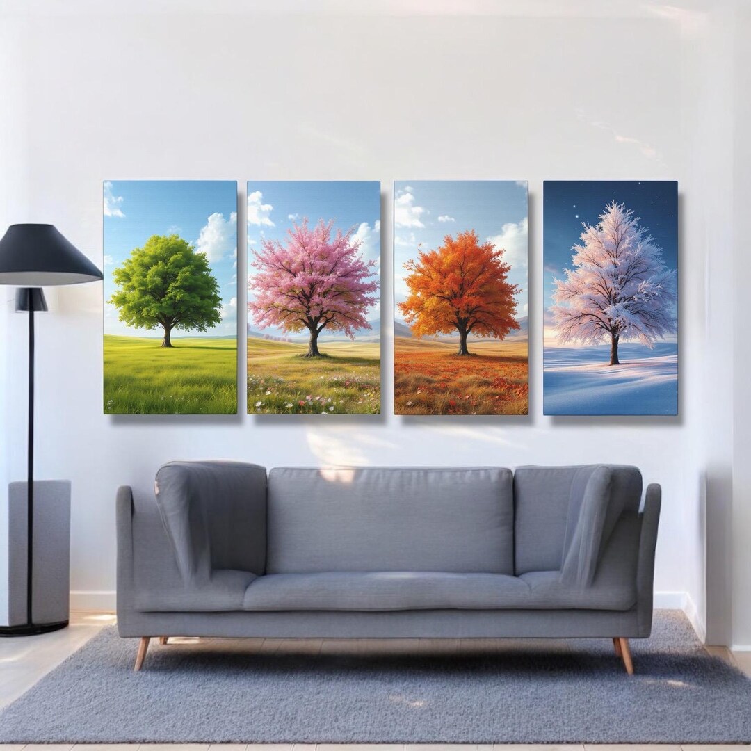 Set of 4 Seasons Wall Art Canvas, Summer Spring Fall Winter Wall Decor ...