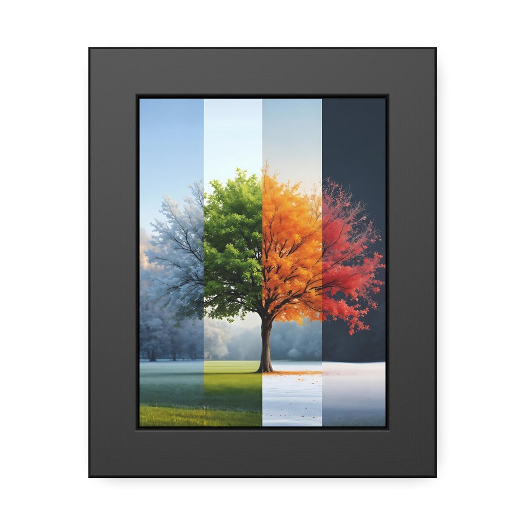 Four Seasons Framed Poster, Seasonal Wall Art, Nature Decor, Gift for ...