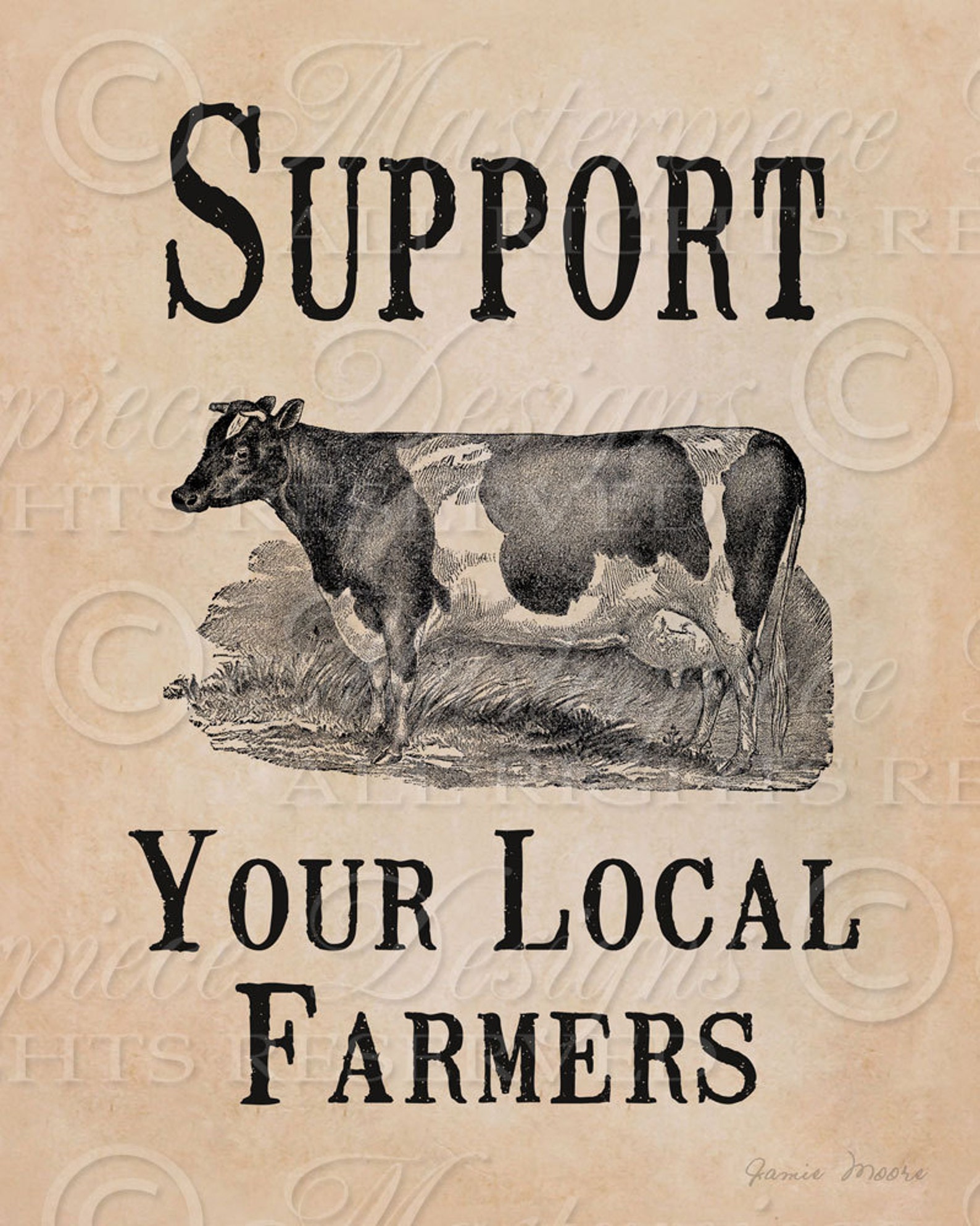 Support Your Local Farmers / Farm / Cow / 8x10 Inch Digital | Etsy