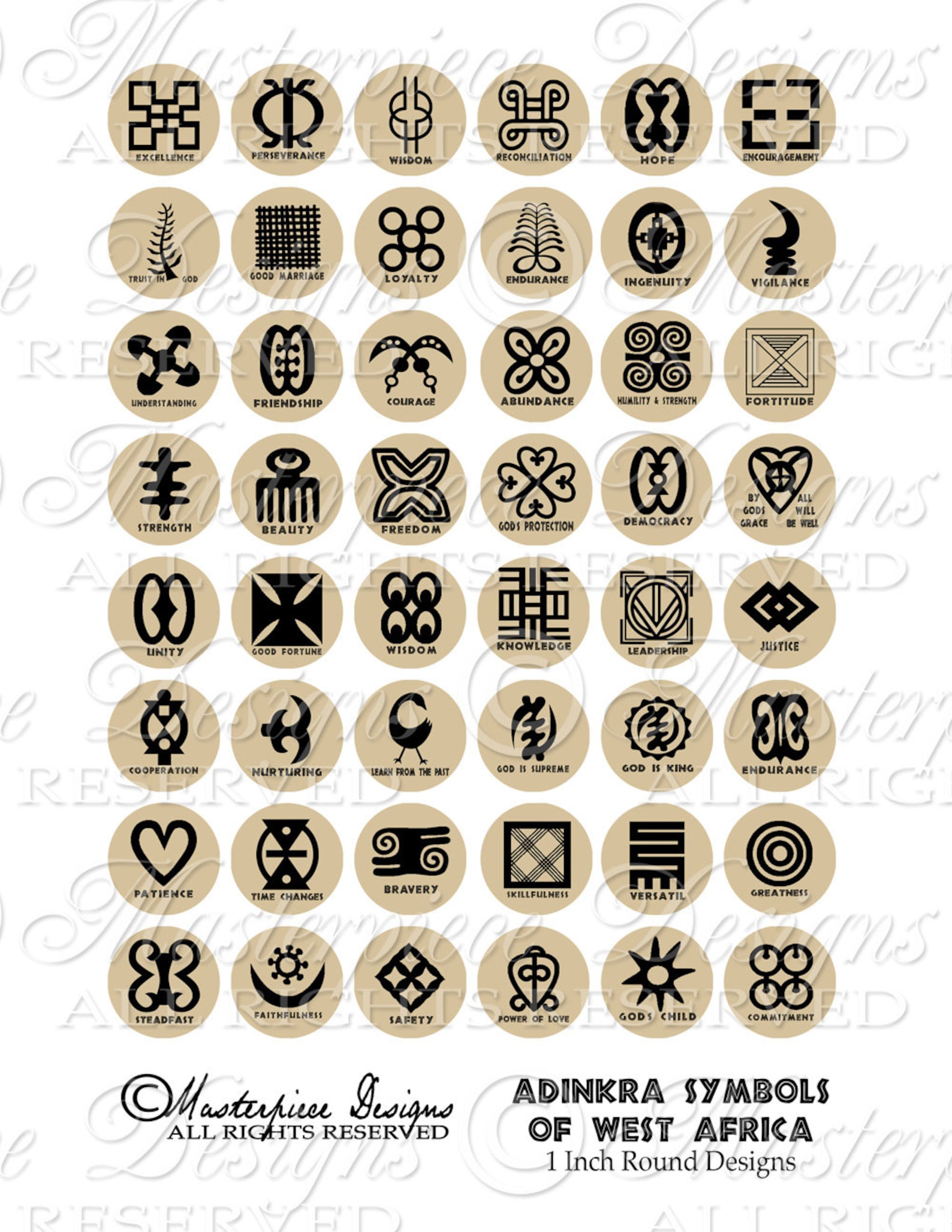 Adinkra Symbols Printable Designs / West Africa / African Words Phrases ...