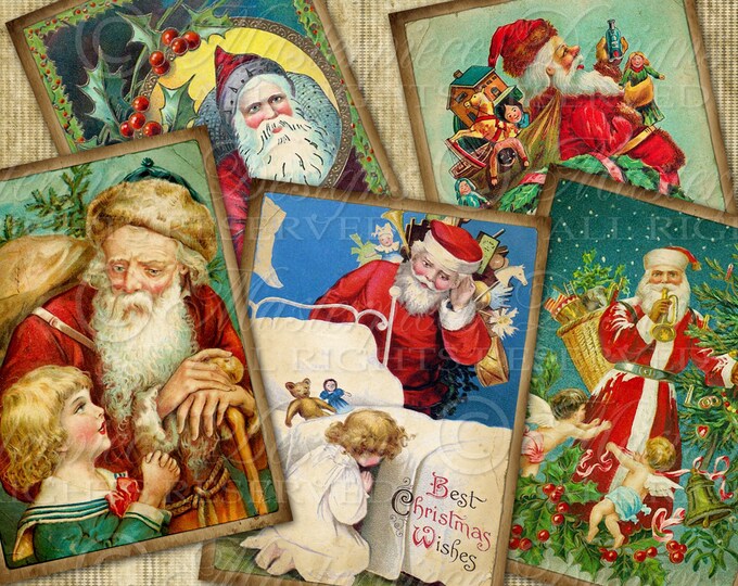 Jolly Old St. Nick / Santa Claus / Christmas ATC ACEO Hang - Etsy