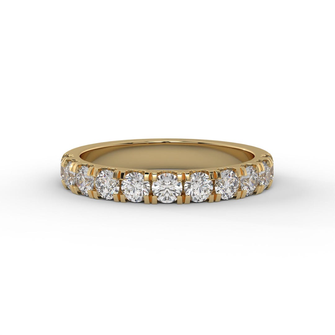 Micro Pave Bridal Wedding Band, Round Lab-grown Diamond Band, 14K / 18K ...