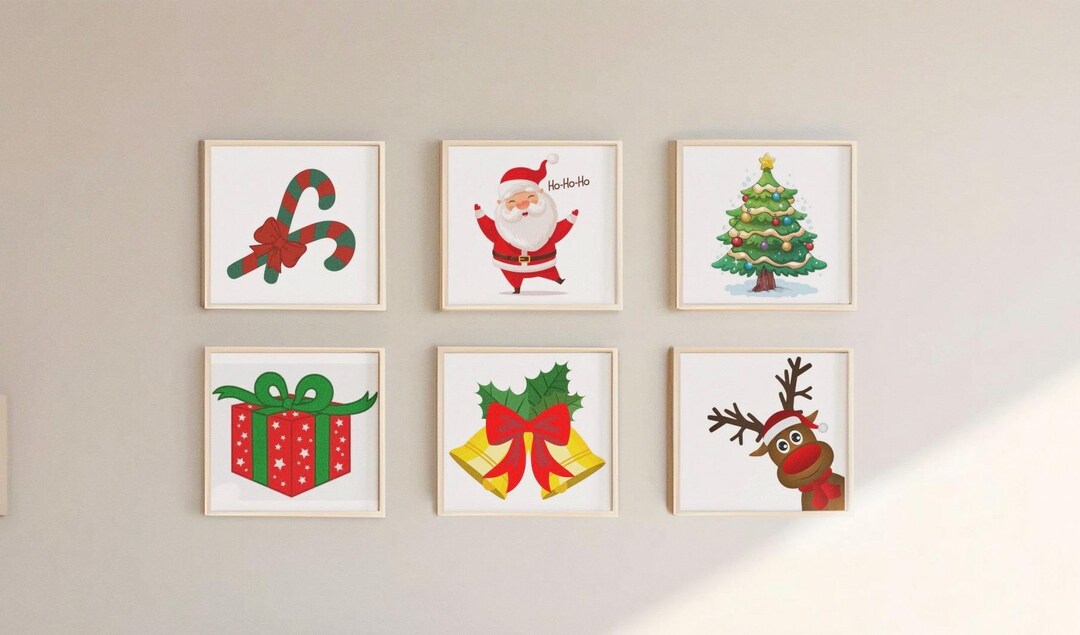 Christmas Printable Gallery Wall Art Bundle, Set of 6 Chrome Art Prints ...