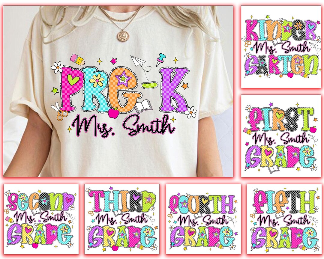 Personalized Preppy Teacher Png Bundle, Back to School Bundle Png ...