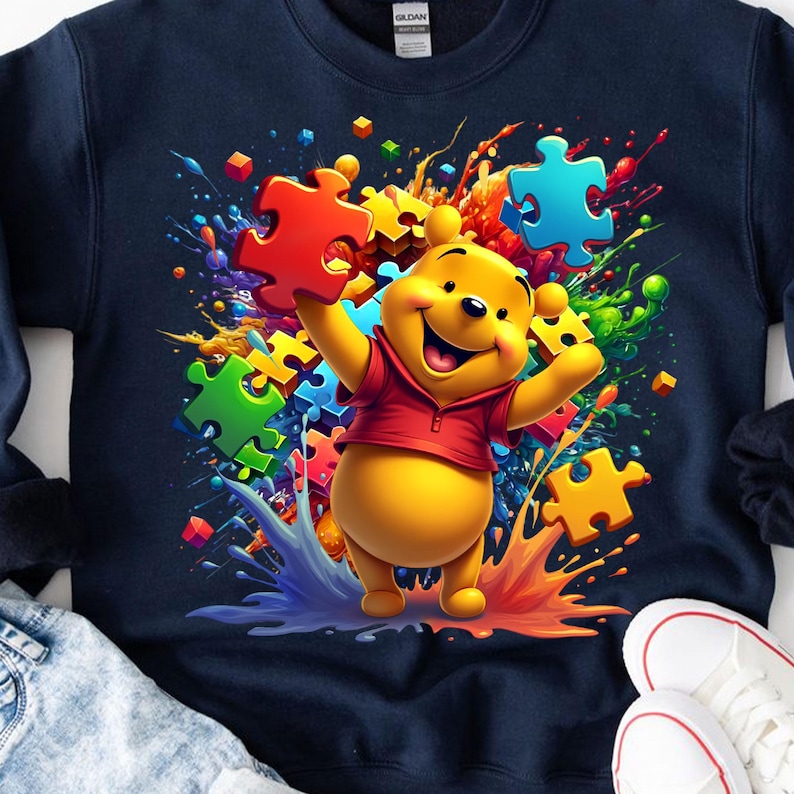 Colorful Bear and Friends Puzzle Autism Png, Watercolor Puzzle Piece ...