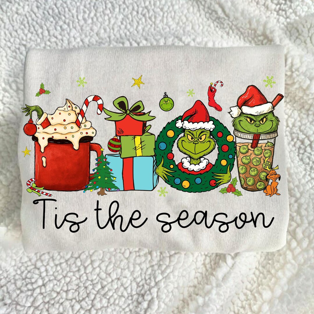 Retro Christmas PNG: Green Guy Png, Christmas Drinks Png, Tis the ...