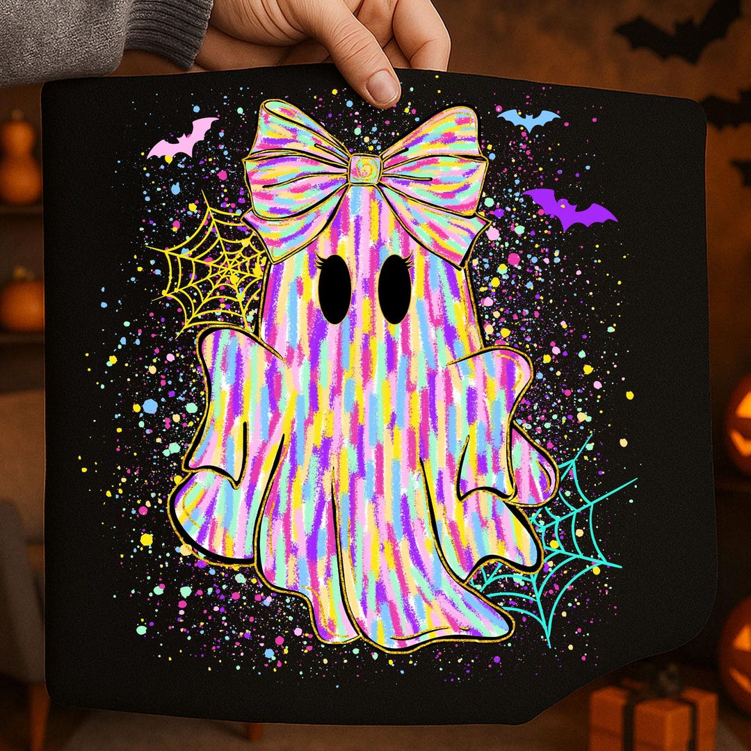 Preppy Halloween Ghost PNG: Brushstroke Splatter Design (digital ...