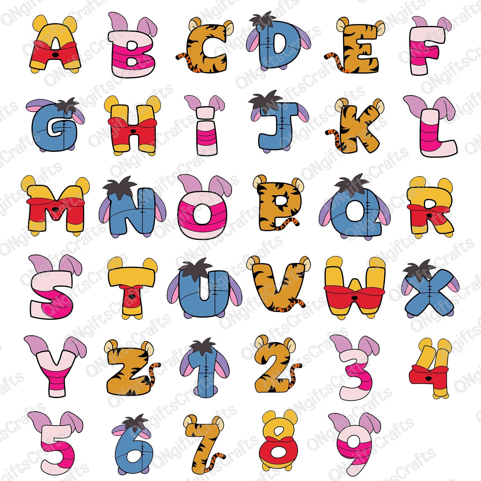 Winnie the Pooh Doodle Alphabet Png, Honey Bear Doodle Letters Png ...