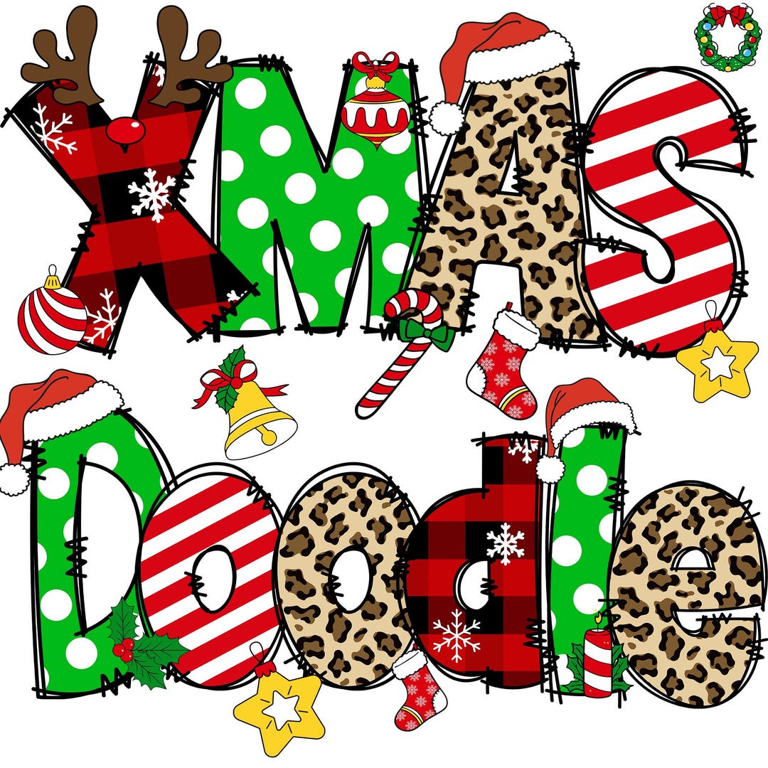 Christmas Doodle Png, Christmas Alphabet Png, Xmas Doodle Alpha Bundle ...