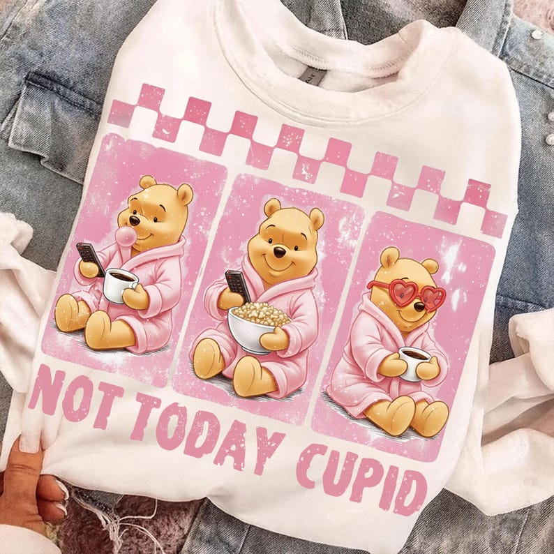 Retro Valentine's Day PNG: Winnie the Pooh, Not Today Cupid Png, Sassy ...