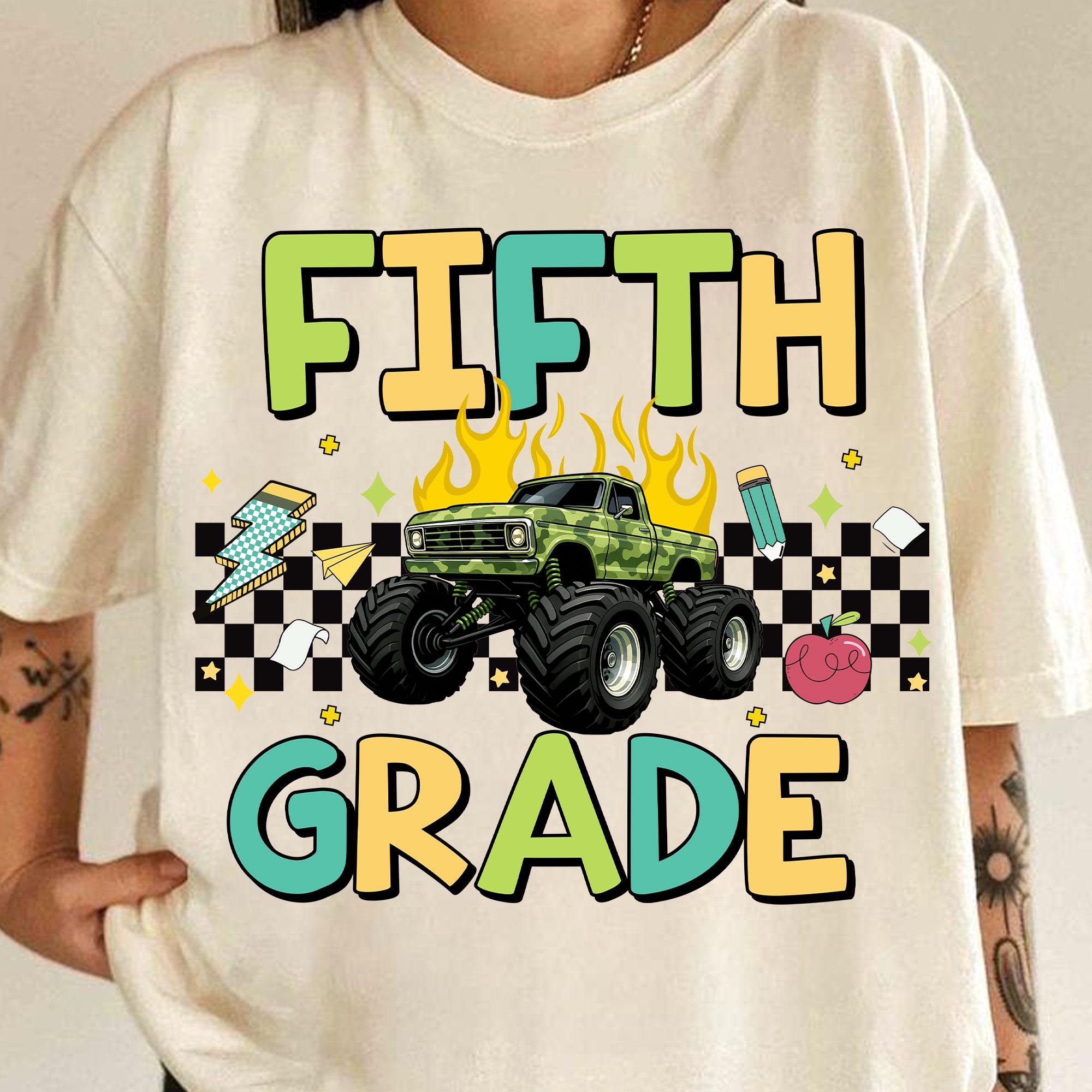 Monster Truck Back to School Png Bundle, Pre-k to 5th Grade Png, Green ...