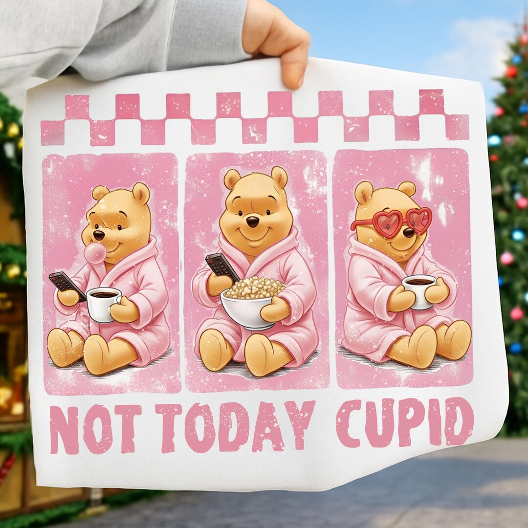 Retro Valentine's Day PNG: Winnie the Pooh, Not Today Cupid Png, Sassy ...