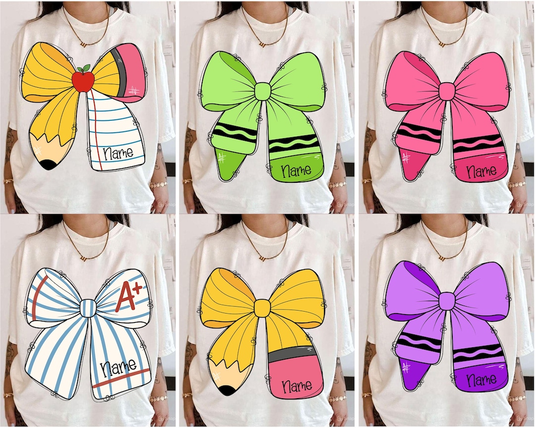 Teacher Coquette Bows Png Bundle, Pencil Bow Png, Crayon Bow Png ...