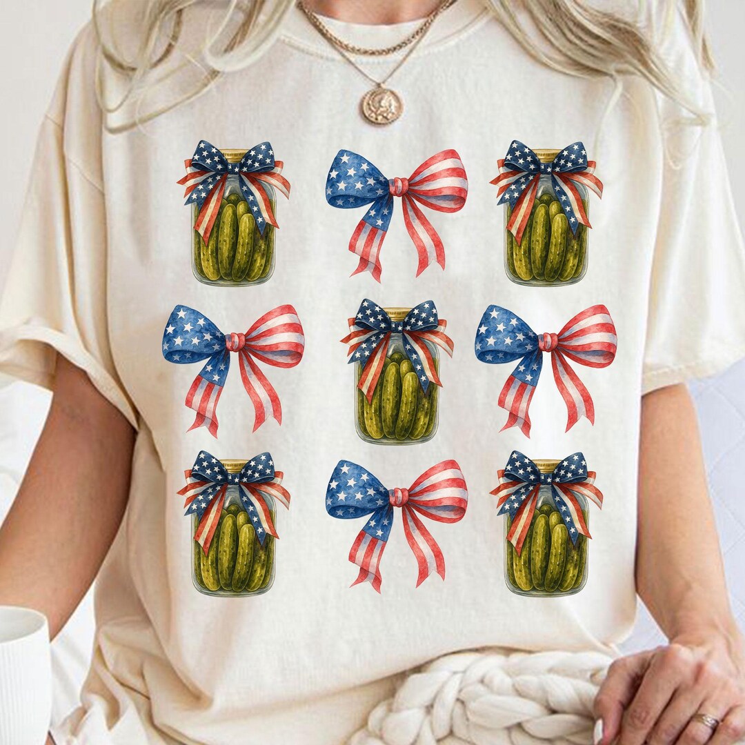 Patriotic Pickle Jar PNG, 4th of July Bow Pickles Png, Pickle Lover Png ...