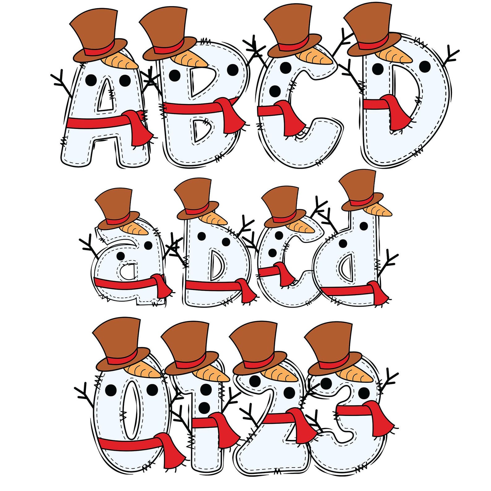 Christmas Doodle Alphabet Png, Xmas Doodle Alpha Bundle Set, Clip Art ...