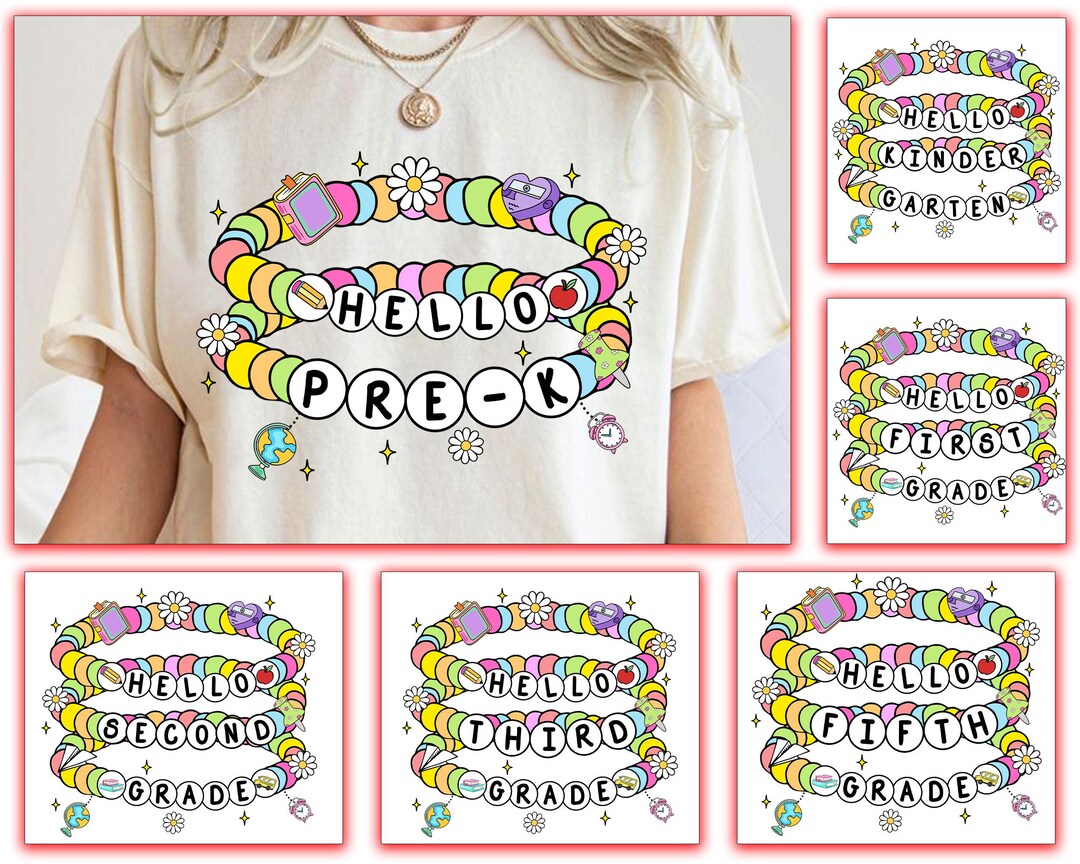 Hello School Bracelet PNG Bundle, Back to School Png Bundle, First Day ...