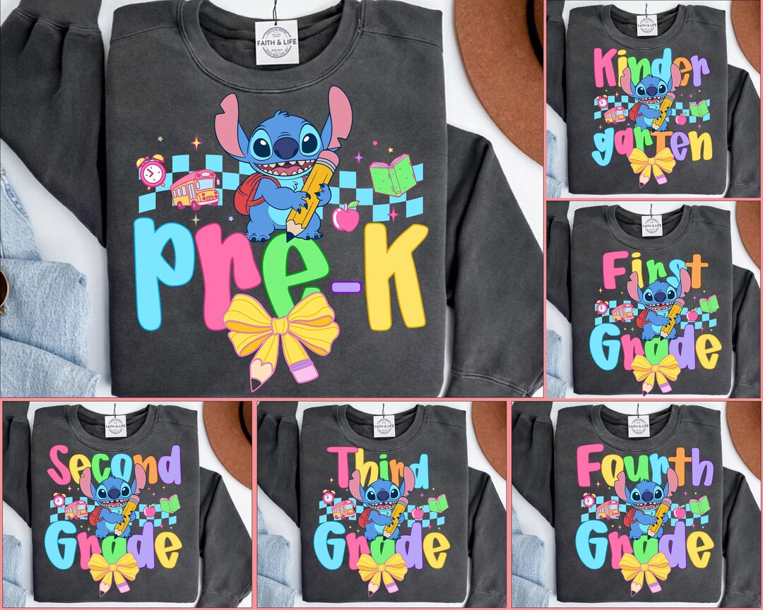 Preppy Blue Alien Back to School Png Bundle, Cartoon First Day of ...