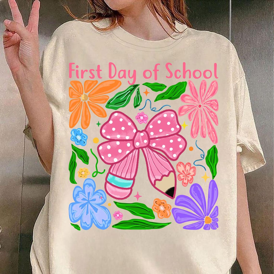 First Day of School PNG, Pencil Bow Png, Back to School Png, Boho ...