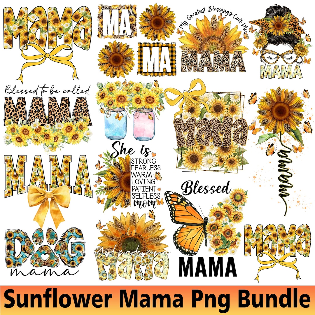 Sunflower Mama Png Bundle, Leopard Mama Png, Retro Mom Png, Mother's ...