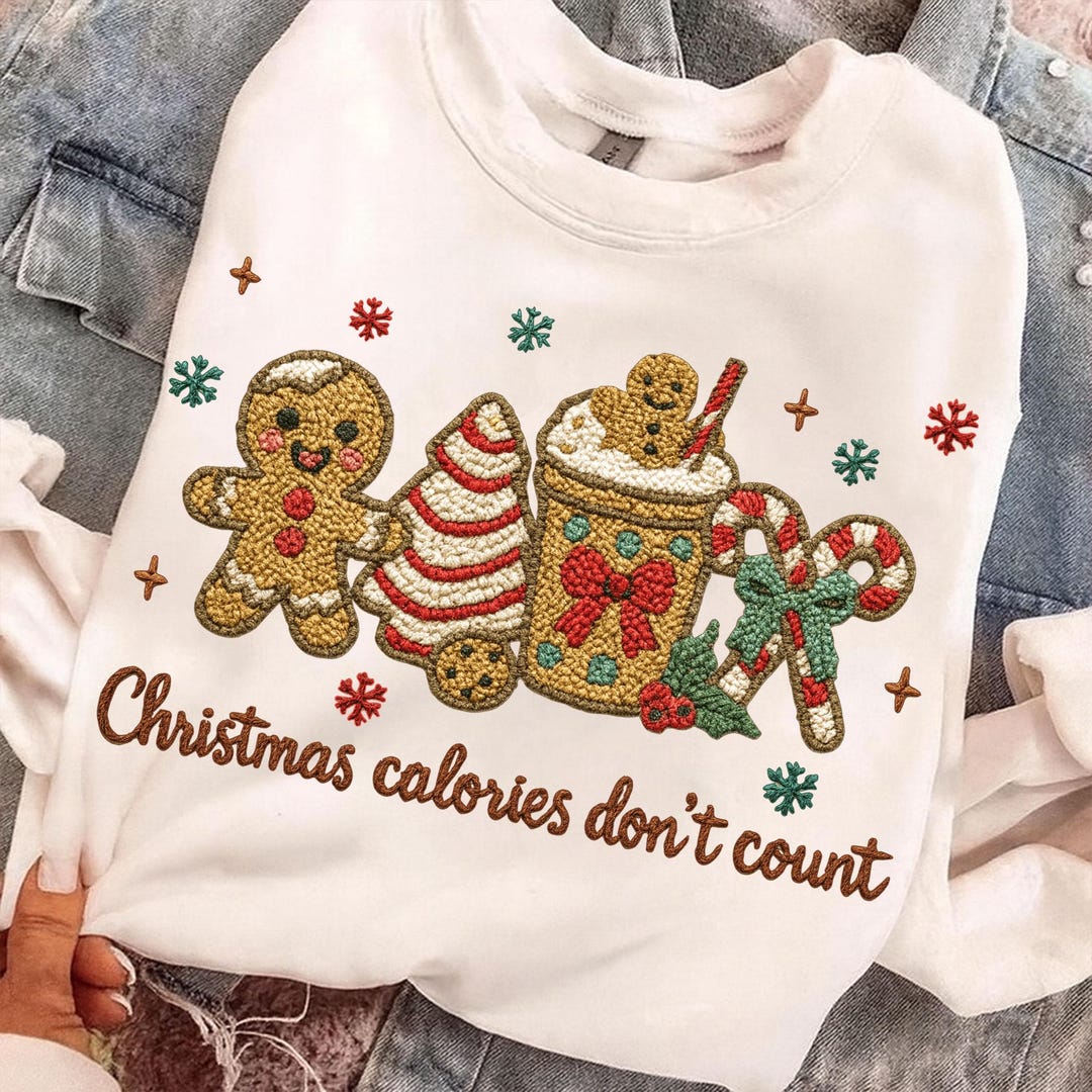 Cute Crochet Christmas PNG: Christmas Calories Don’t Count PNG, Fuzzy ...