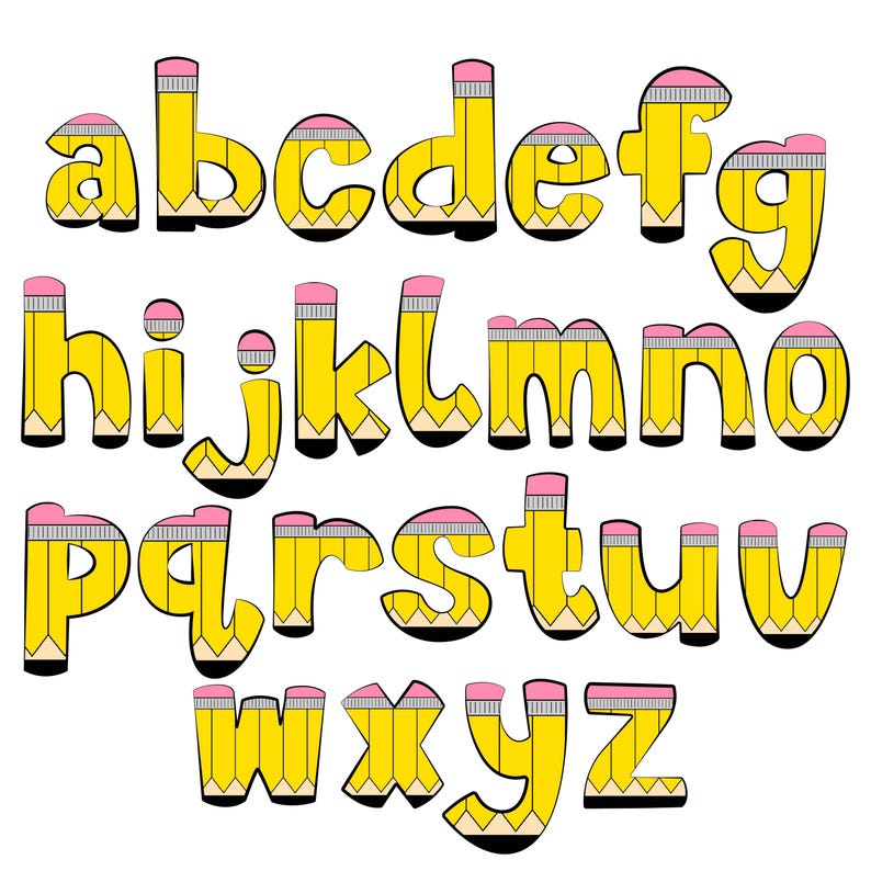 Pencil Doodle Letters Alphabet PNG, Hand Drawn Upper and Lower Case Png ...
