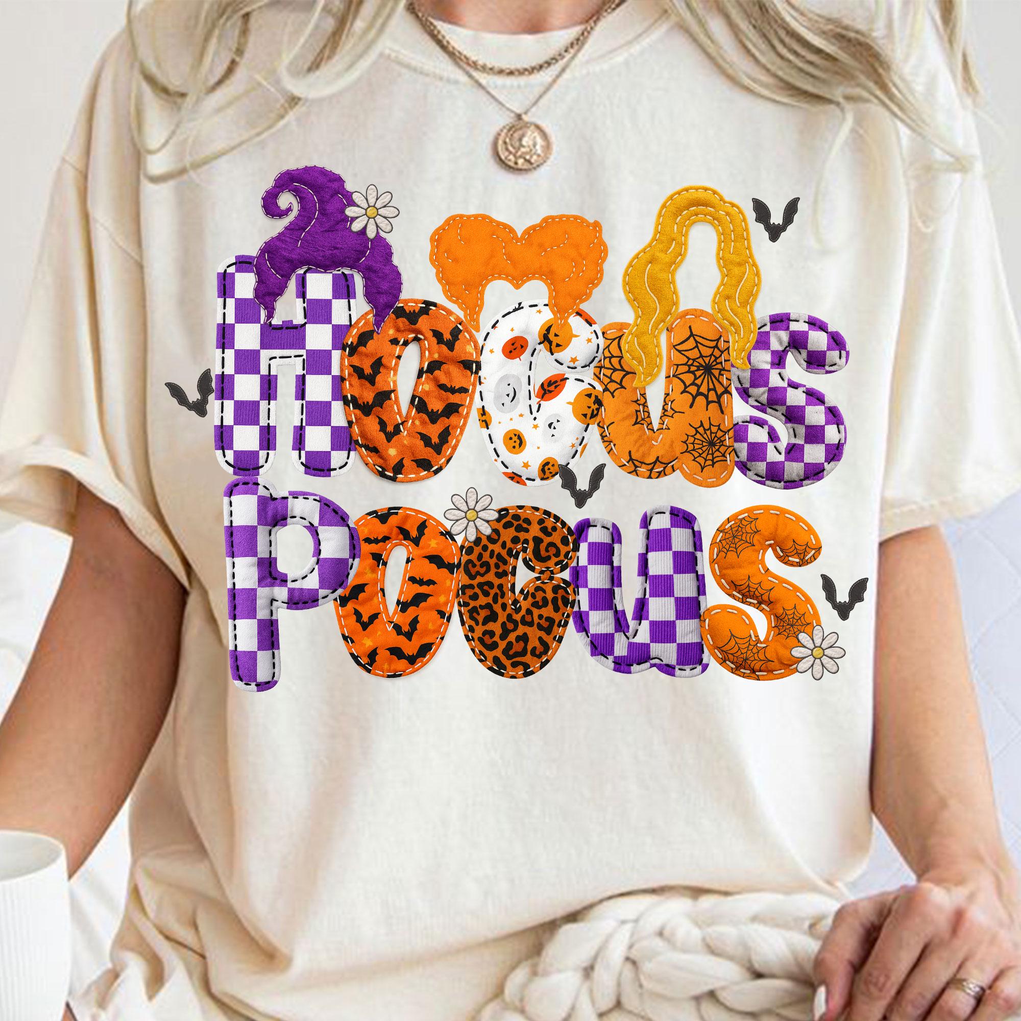 Halloween Hocus Pocus Png, Preppy Floral Halloween Png, Patchwork ...