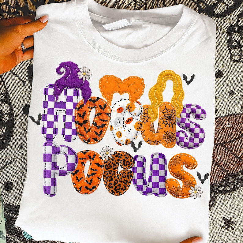 Halloween Hocus Pocus Png, Preppy Floral Halloween Png, Patchwork ...