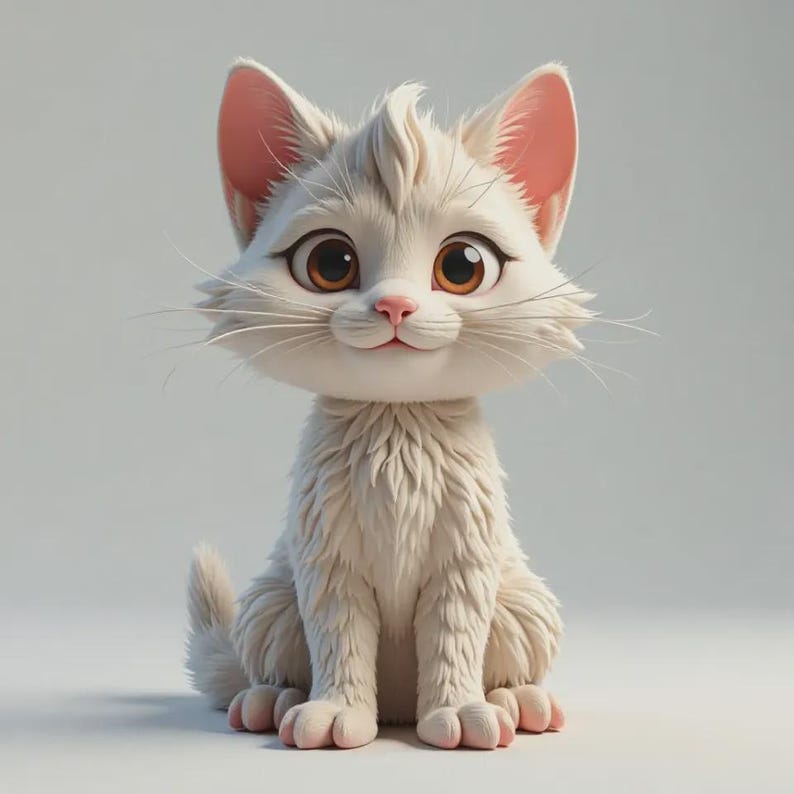 Cute Cat STL File | 3D Printable Kawaii Cat Figurine | Cartoon Kitty ...