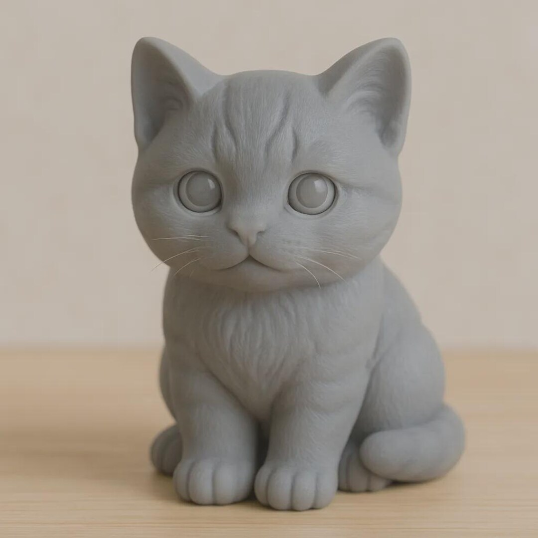 Cute Kitten STL File | 3D Printable Cat Figurine | Kawaii Animal Model ...