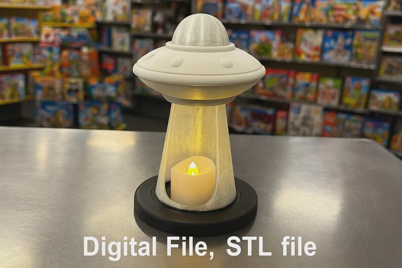 UFO Desk Lamp STL File, 3D Print Alien Light Model, Scifi Decor, LED ...