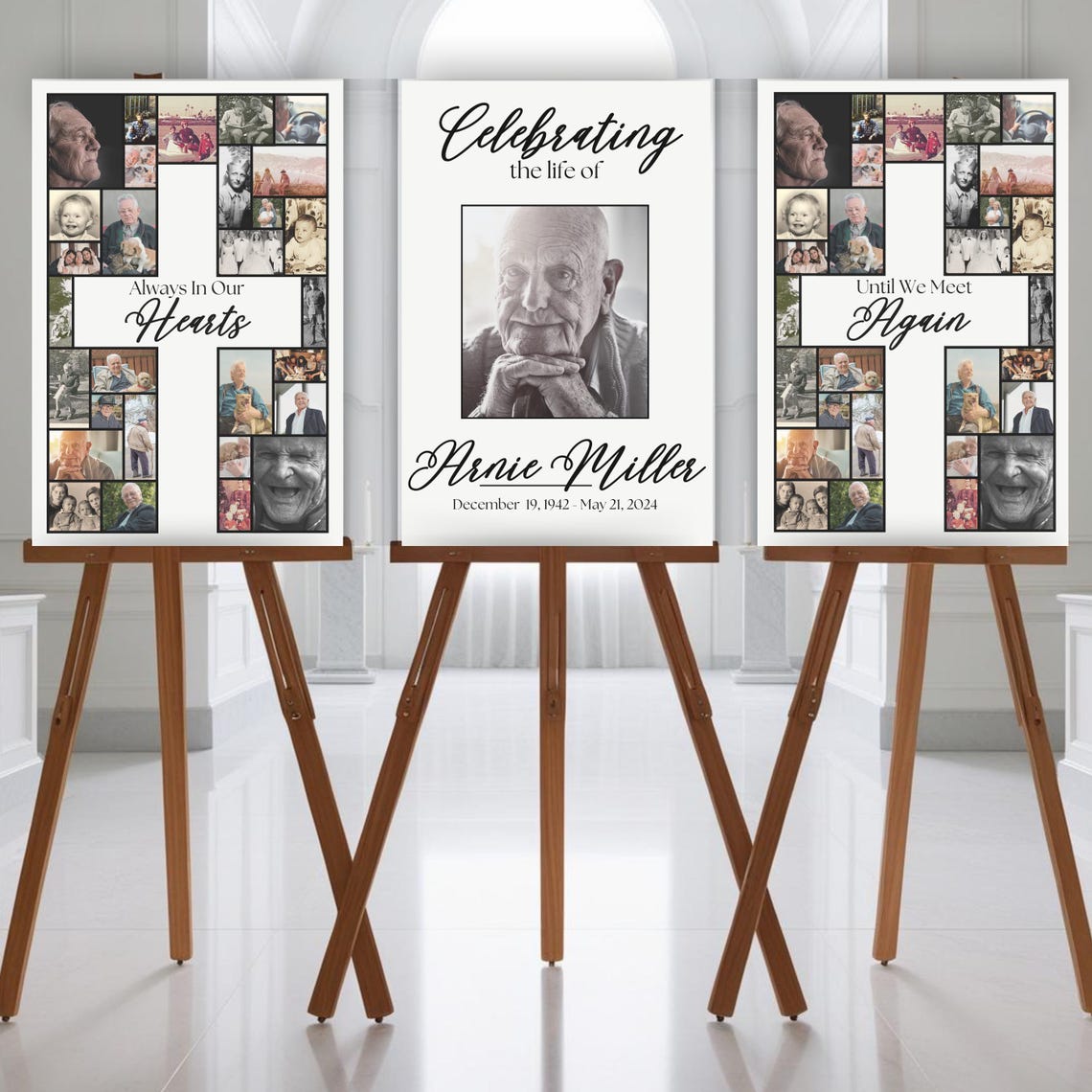 Editable Funeral Collage Template Set, Memory Table Sign, Funeral ...