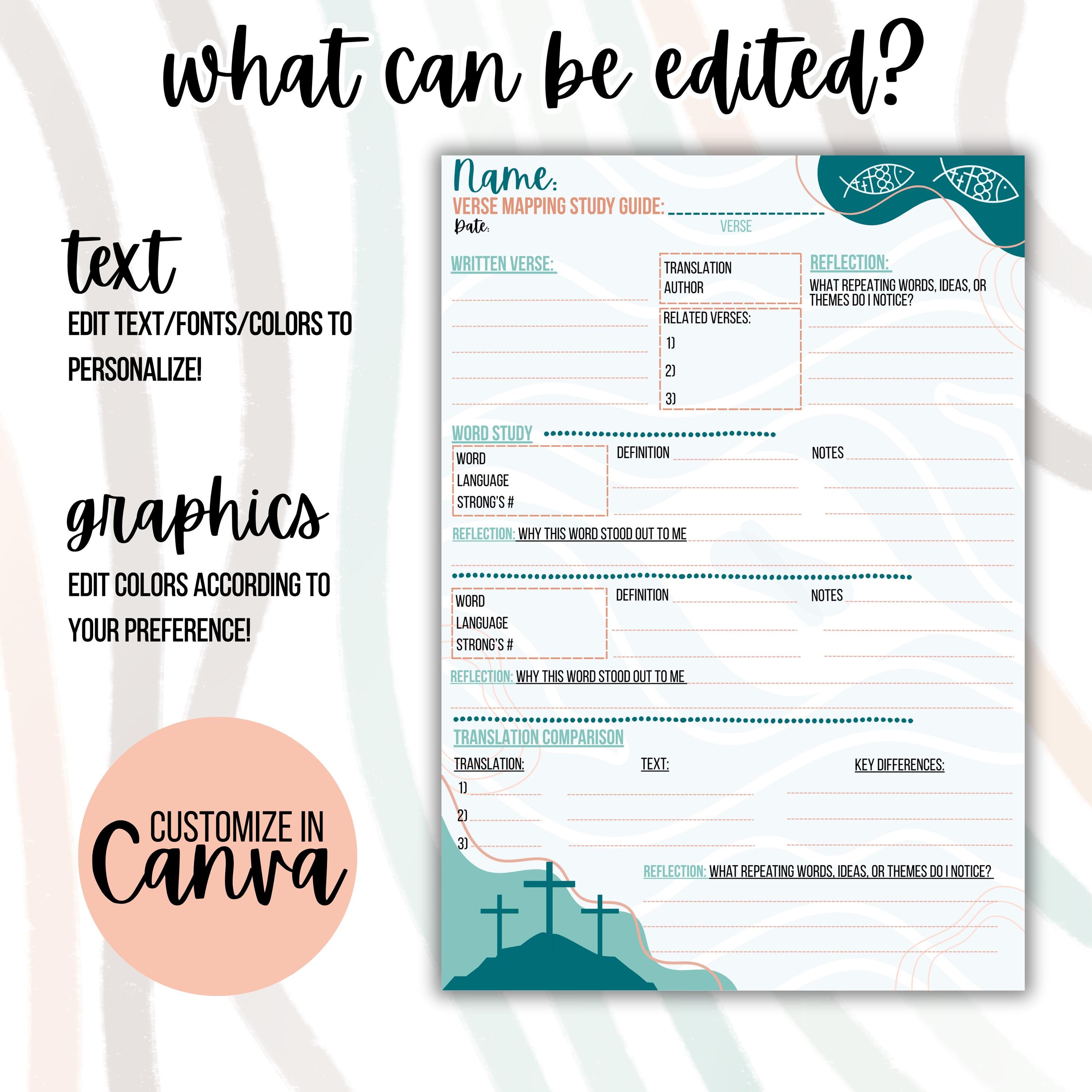 Customizable Verse Map Template, Bible Verse Mapping Journal, Bible ...