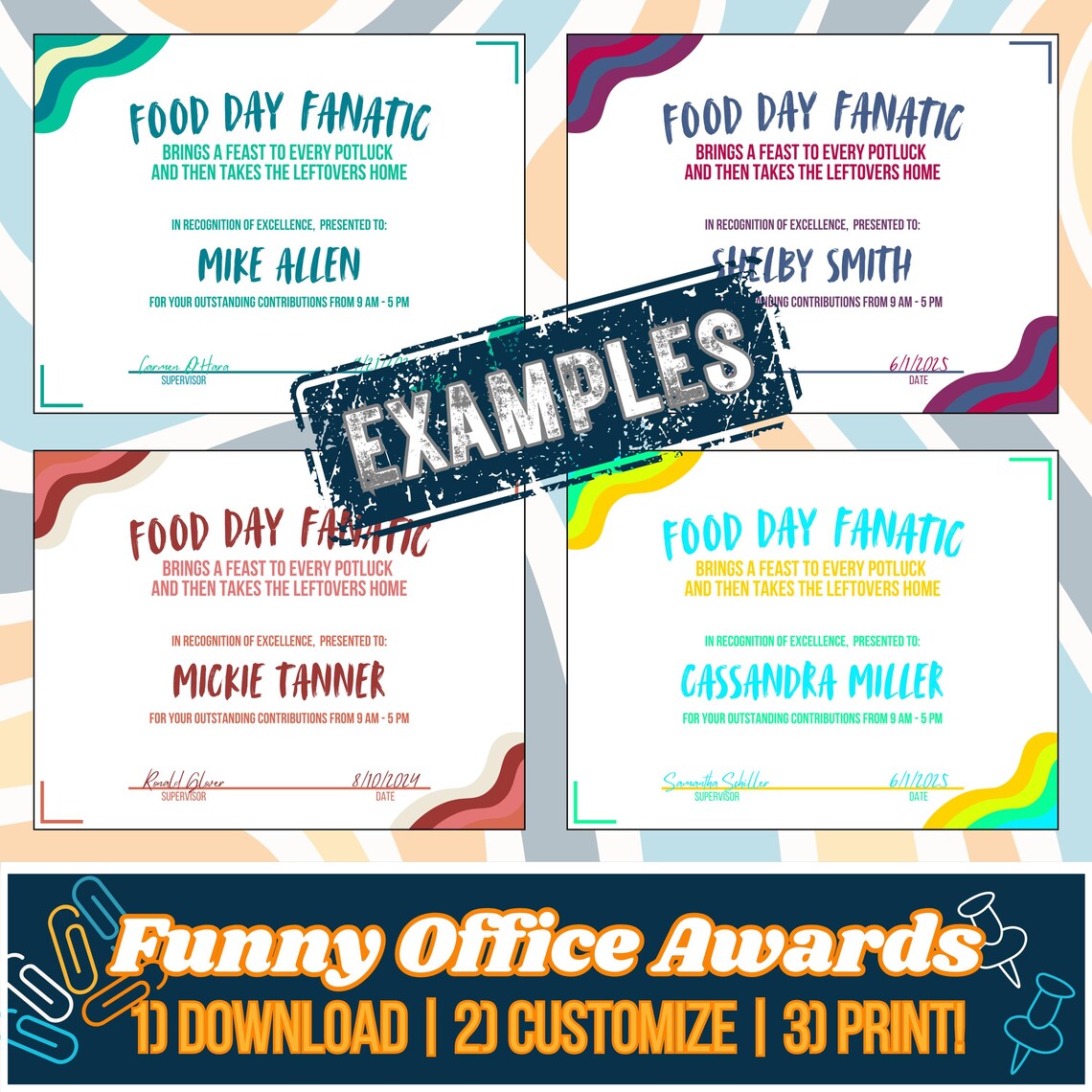Funny Employee Awards Certificate Bundle, Funny Work Award, Employee ...