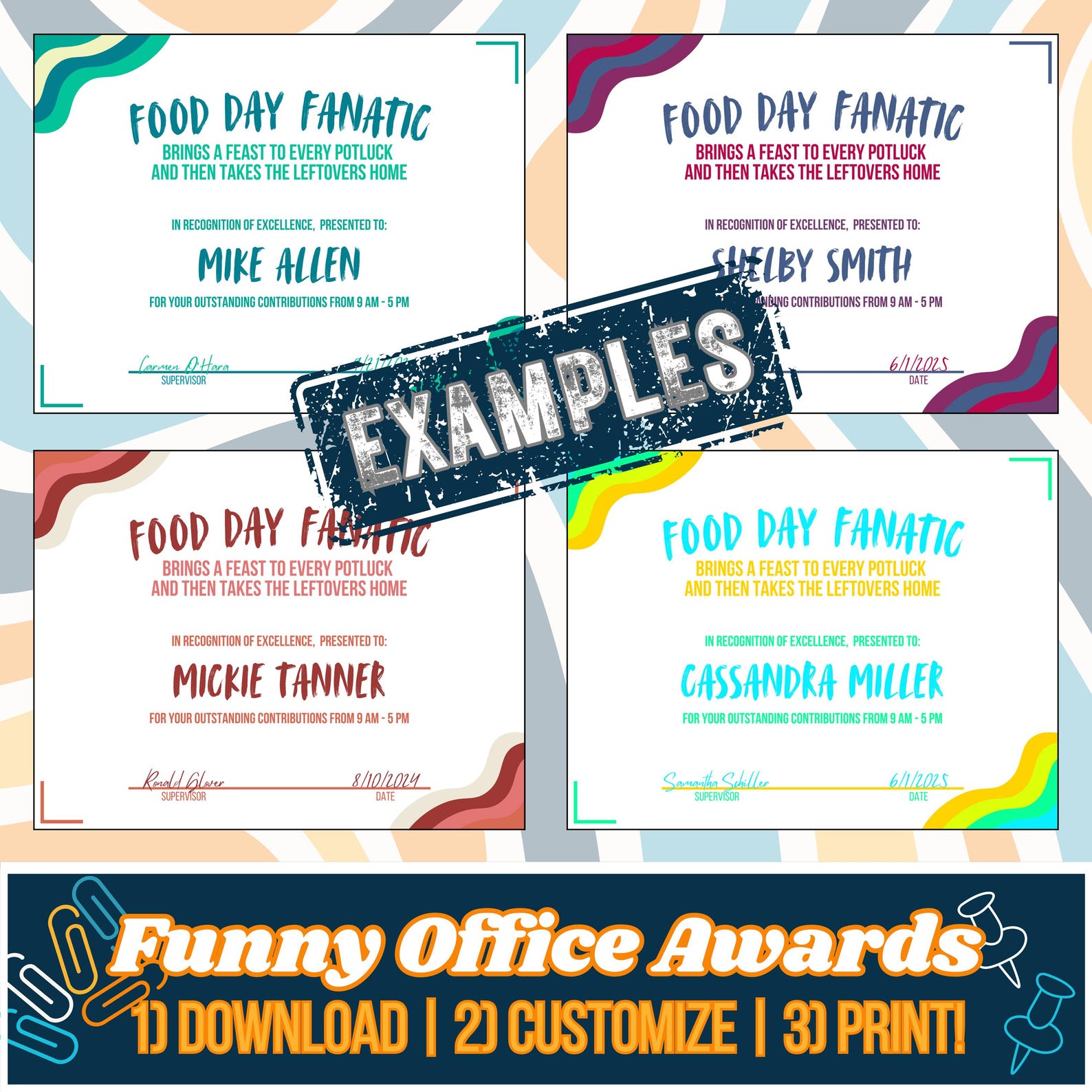 Funny Employee Awards Certificate Bundle, Funny Work Award, Employee ...