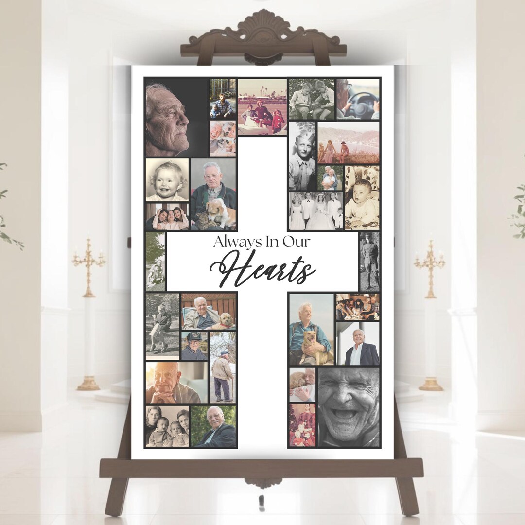 Editable Funeral Collage Template, Memory Table Sign, Funeral Poster ...