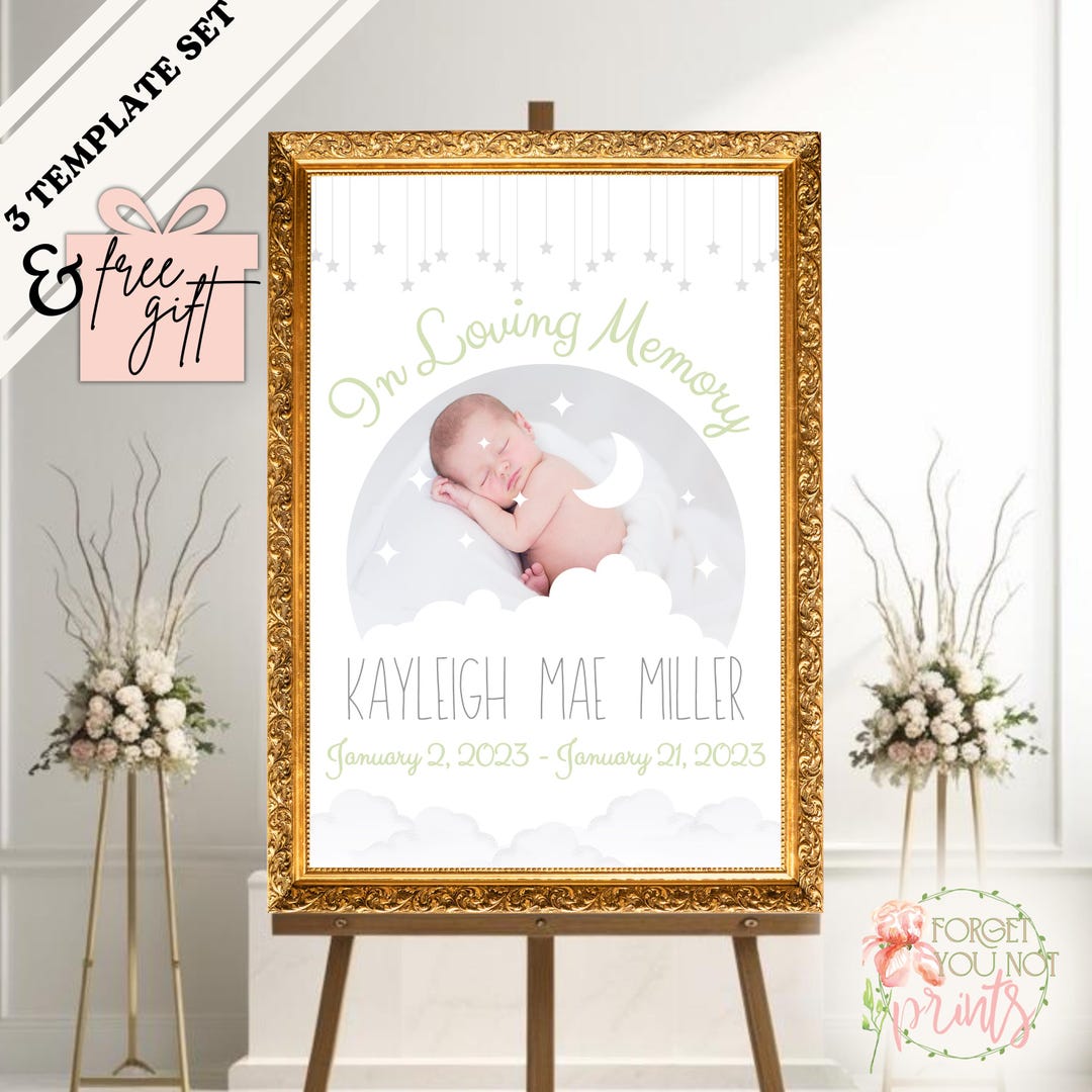 Moon & Stars Baby Funeral Collage Poster Set of 3 | Infant Loss ...