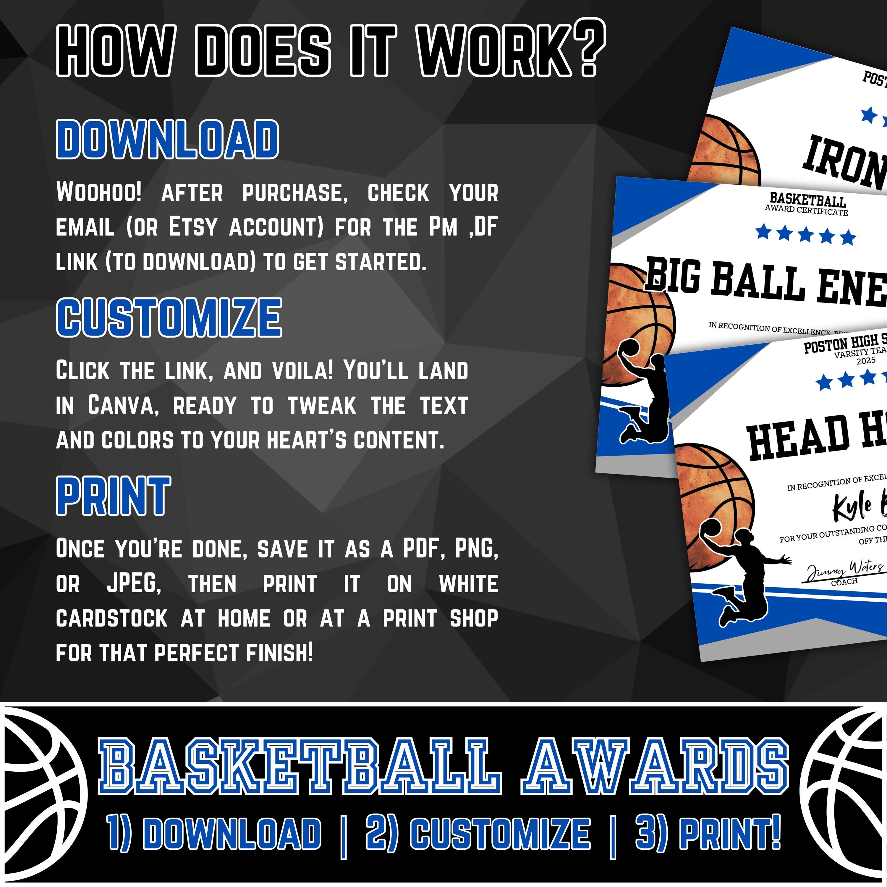 Customizable Basketball Awards, Team Recognition Basketball Award ...