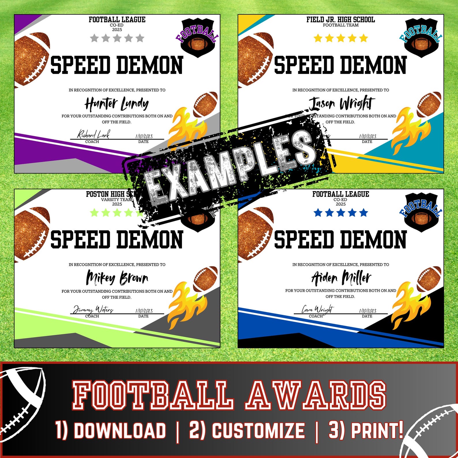 Personalized Flag Football Appreciation Awards, Editable Football ...