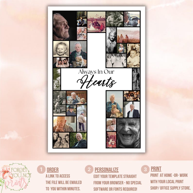 Editable Funeral Collage Template Set, Memory Table Sign, Funeral ...