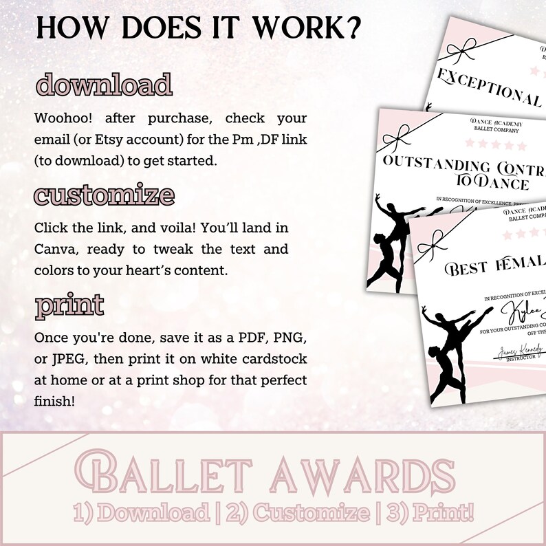 Ballet Dance Award Editable Certificate, Dance Squad Participation ...