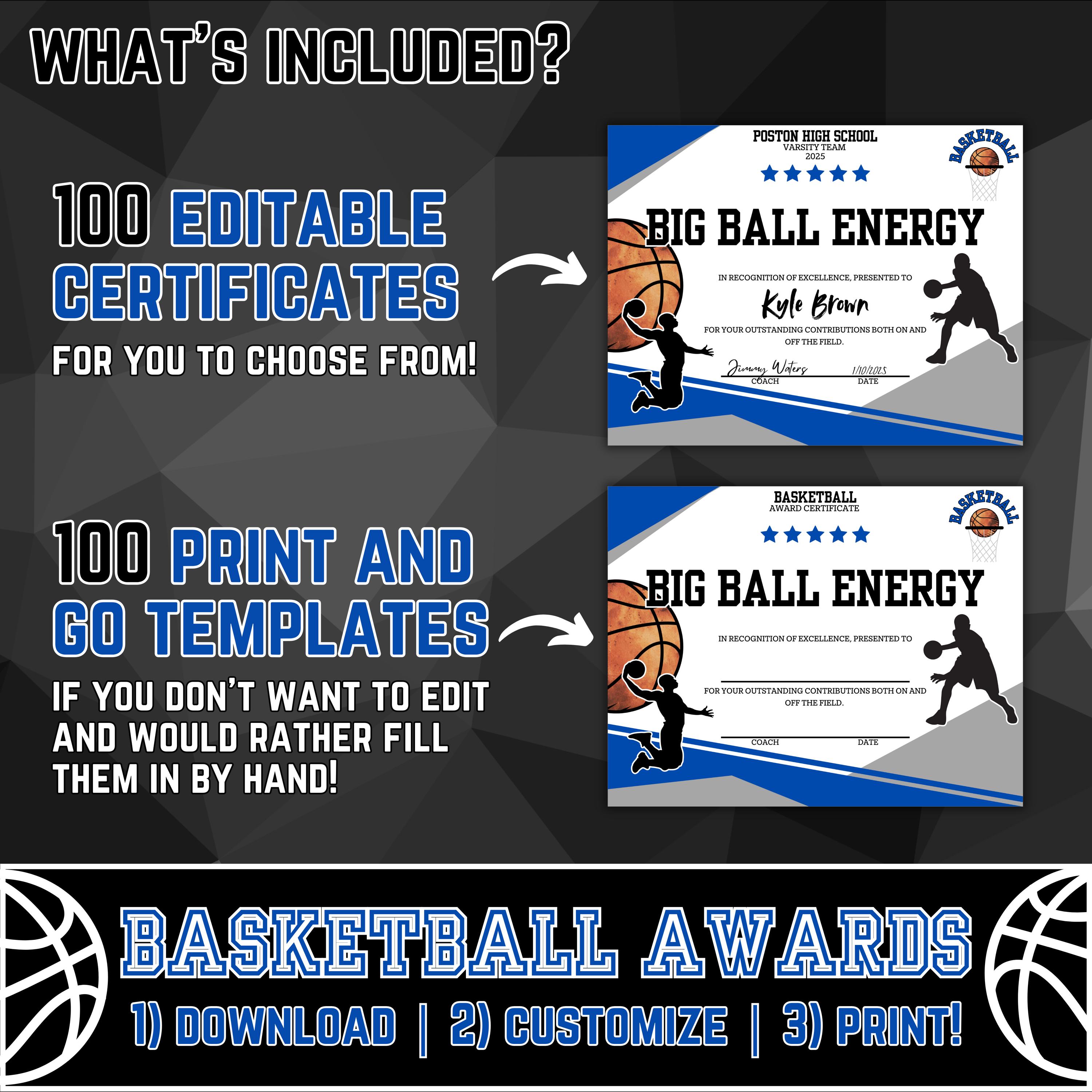 Customizable Basketball Awards, Team Recognition Basketball Award ...