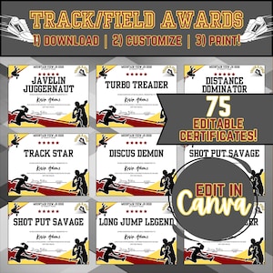 Editable Team Awards, Running Awards Certificate Bundle, Track and ...