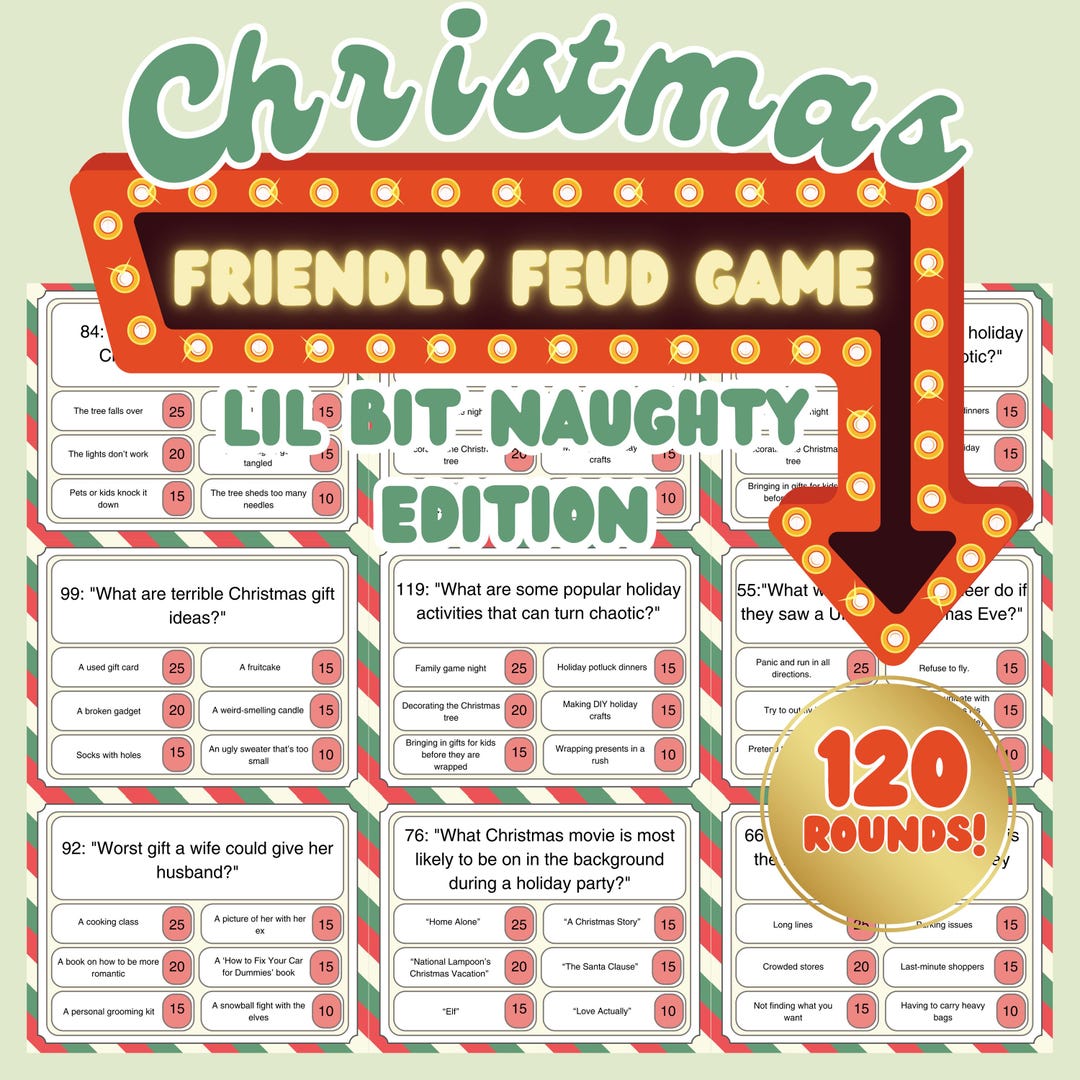 Christmas Friendly Feud Game, Funny Christmas Feud for Adults, Family ...