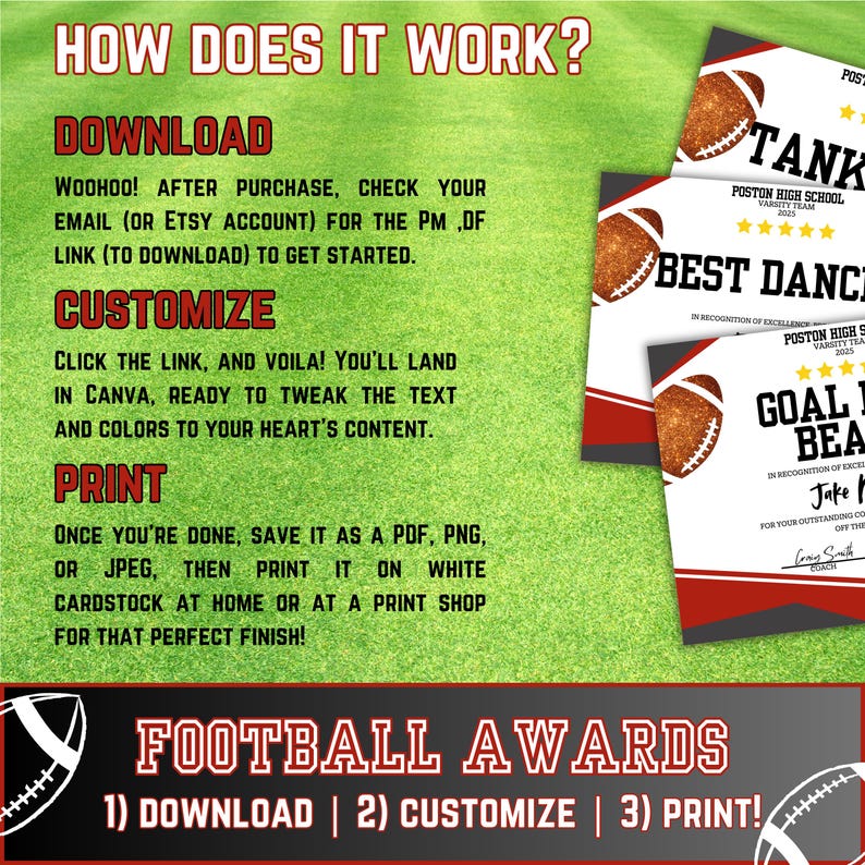 Personalized Flag Football Appreciation Awards, Editable Football ...