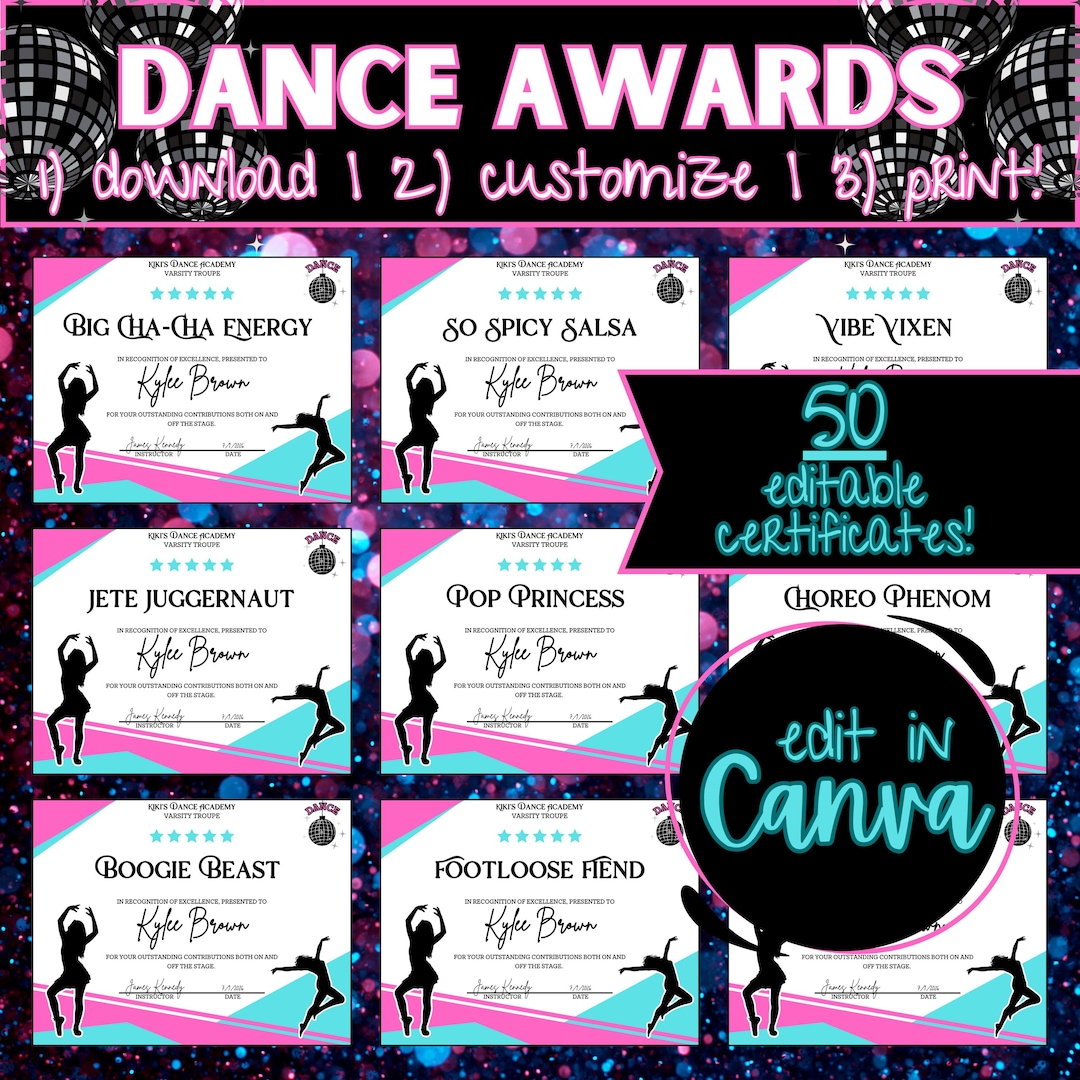 Dance Squad Editable Team Awards, End of Season Awards Certificate ...