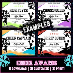 Personalized Cheer Awards, Cheerleading Certificate Template, Editable ...